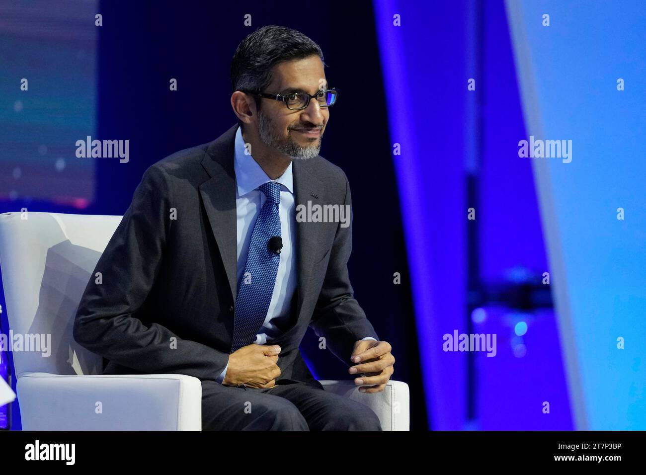Sundar Pichai, CEO of Google and Alphabet, takes part in a discussion ... Sundar Pichai, CEO of Google and Alphabet, takes part in a discussion ...
