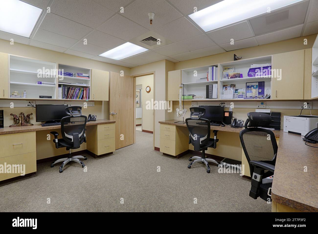 The workroom for nurses and doctors in a modern medical center Stock ...