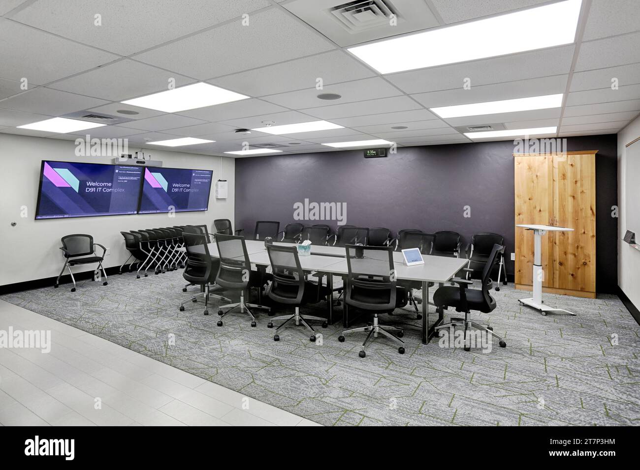 A corporate conference room with modern communication devices Stock ...