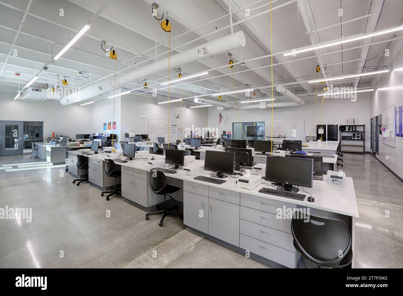 The computer technology laboratory and classroom in a modern technical ...