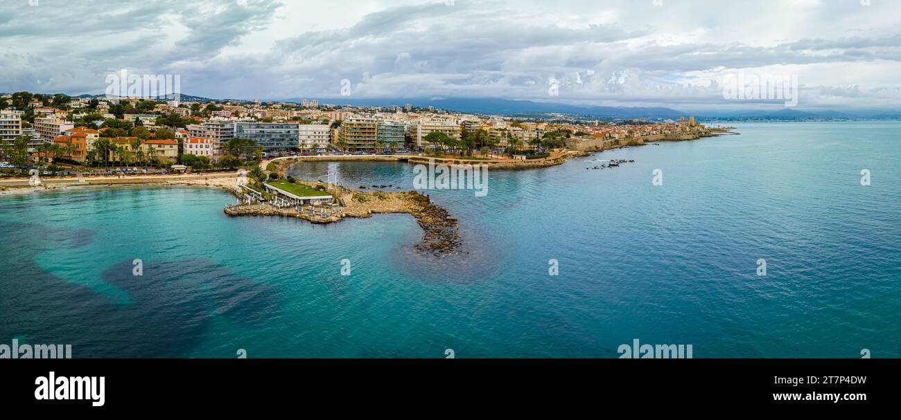 Aerial view of Antibes, a resort town between Cannes and Nice on the ...