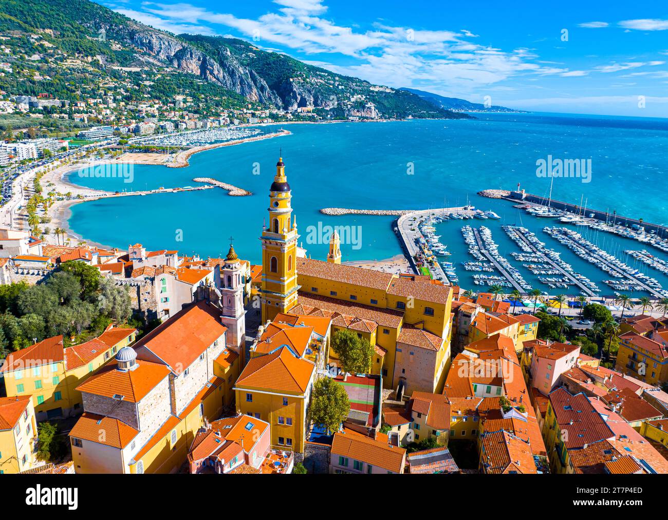View of Menton, a town on the French Riviera in southeast France known ...