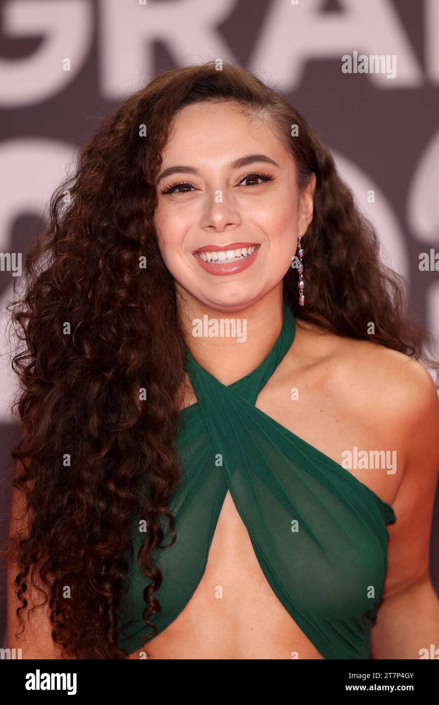 Simone Torres arrives at the 24th annual Latin Grammy Awards in Seville, Spain, Thursday, Nov ...