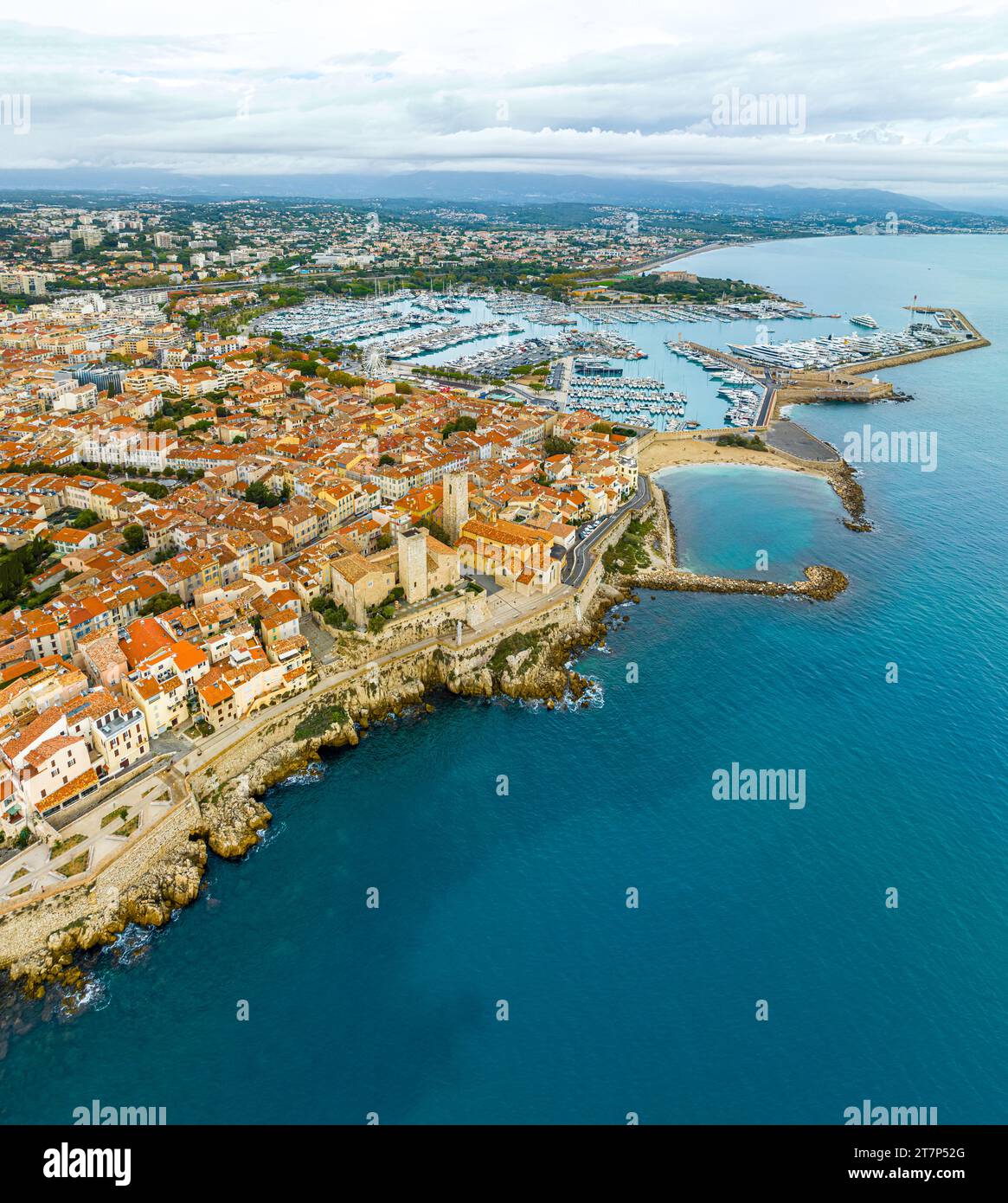 Aerial view of Antibes, a resort town between Cannes and Nice on the ...