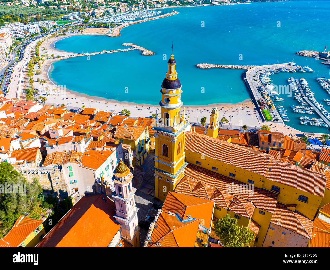 View of Menton, a town on the French Riviera in southeast France known ...