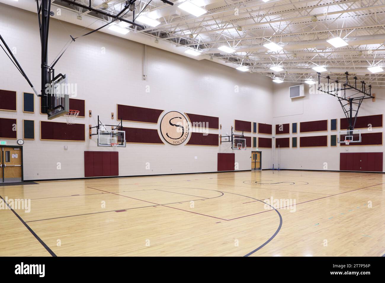 The multipurpose room in a modern new elementary school, which ...