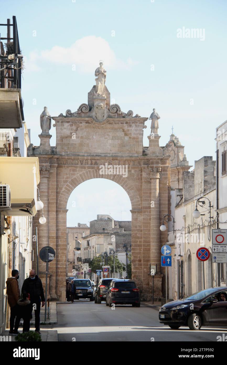 Manduria, Italy. View of the Arch of Sant'Angelo, a historical monument ...