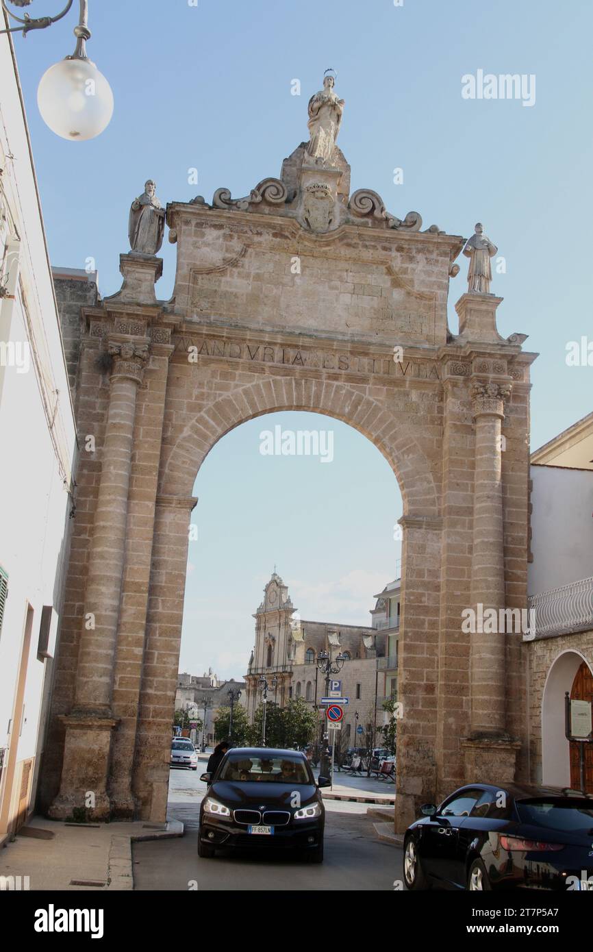 Manduria, Italy. View of the Arch of Sant'Angelo, a historical monument ...