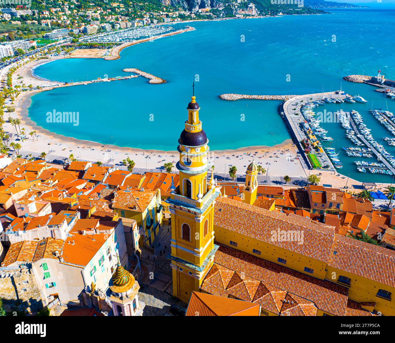 View of Menton, a town on the French Riviera in southeast France known ...