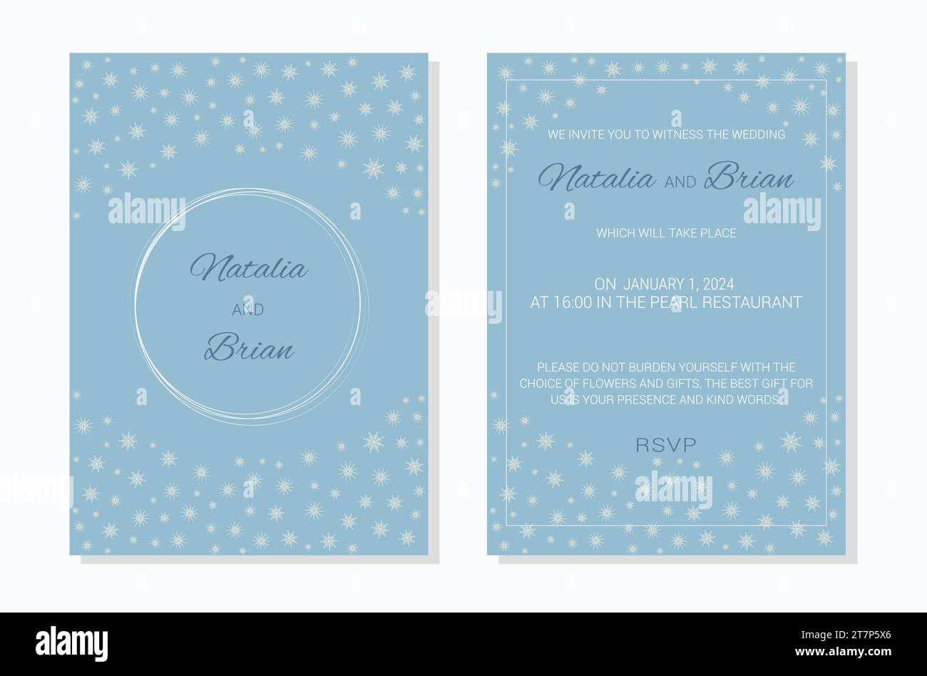 Wedding invitation layout template in winter theme. Background with ...