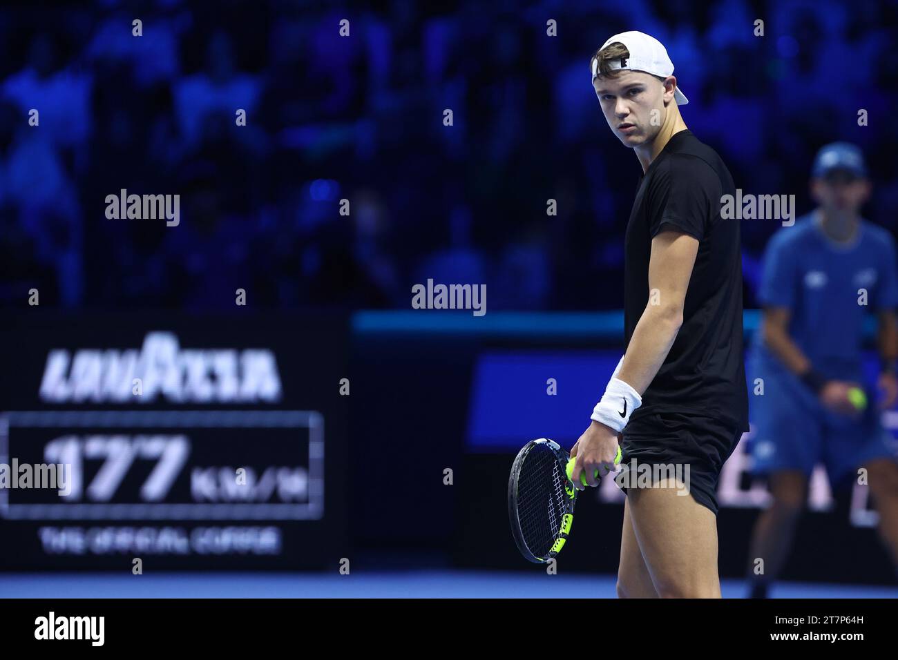 Torino, Italy. 16th Nov, 2023. Holger Rune of Denmark looks dejected ...