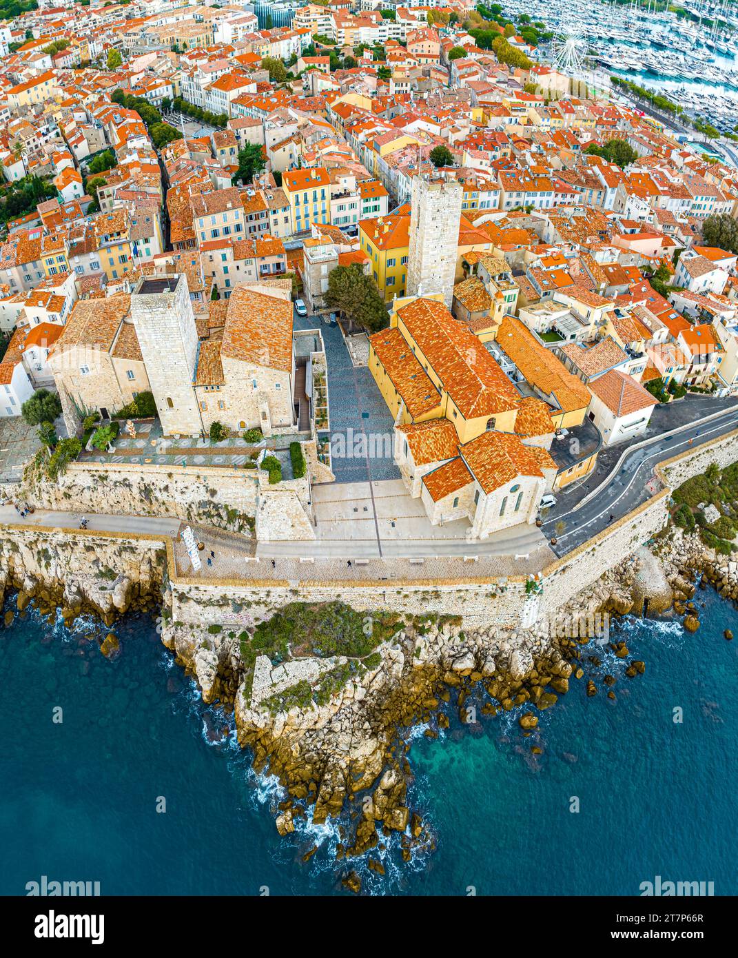Aerial view of Antibes, a resort town between Cannes and Nice on the ...