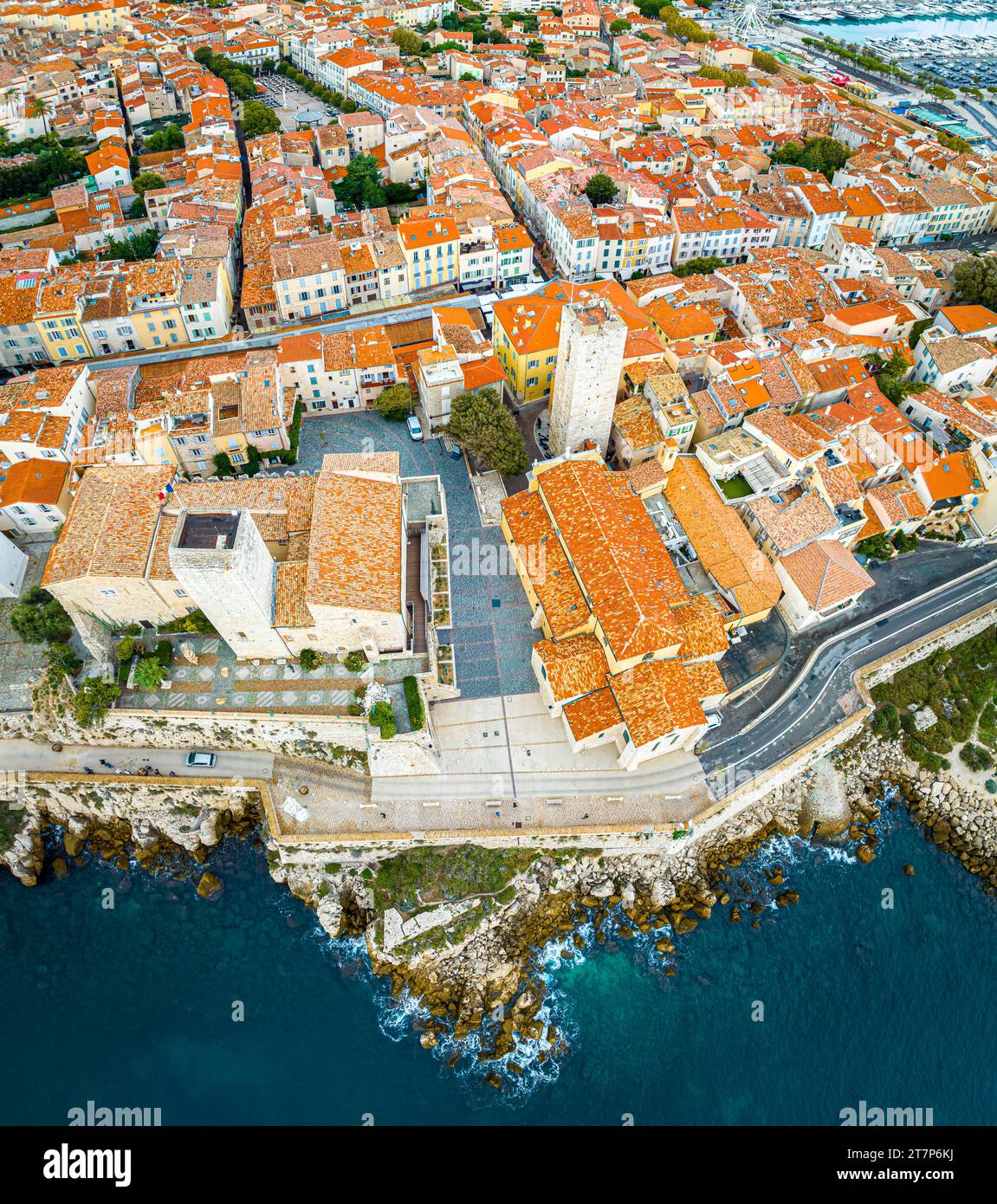 Aerial view of Antibes, a resort town between Cannes and Nice on the ...