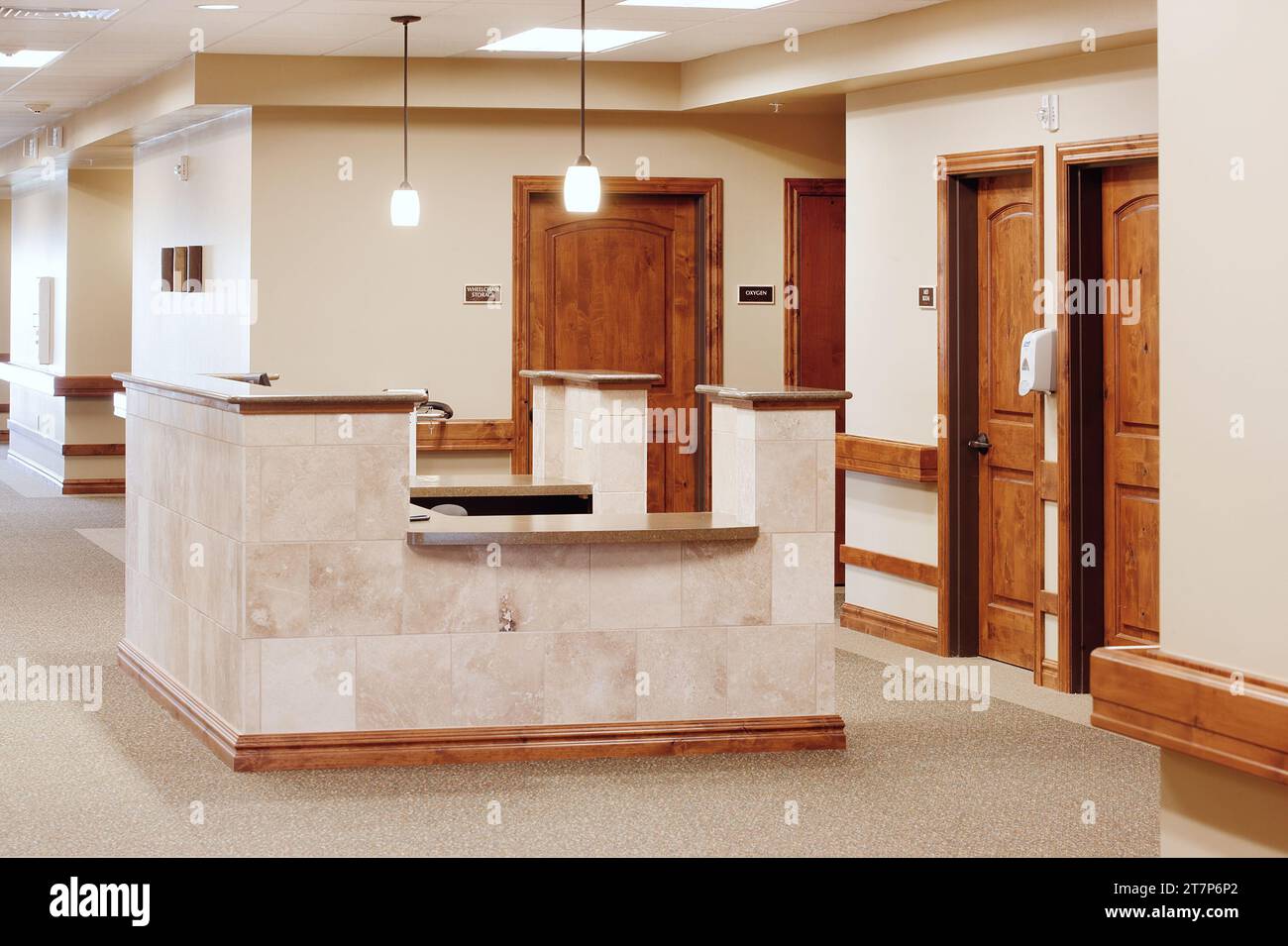 The nurses station in a rehabilitation center, located conveniently ...