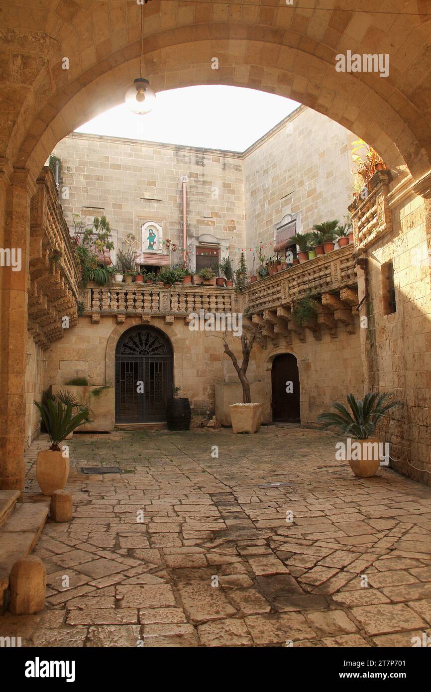 Manduria, Italy. View of the inner court of the 16th century Palazzo ...