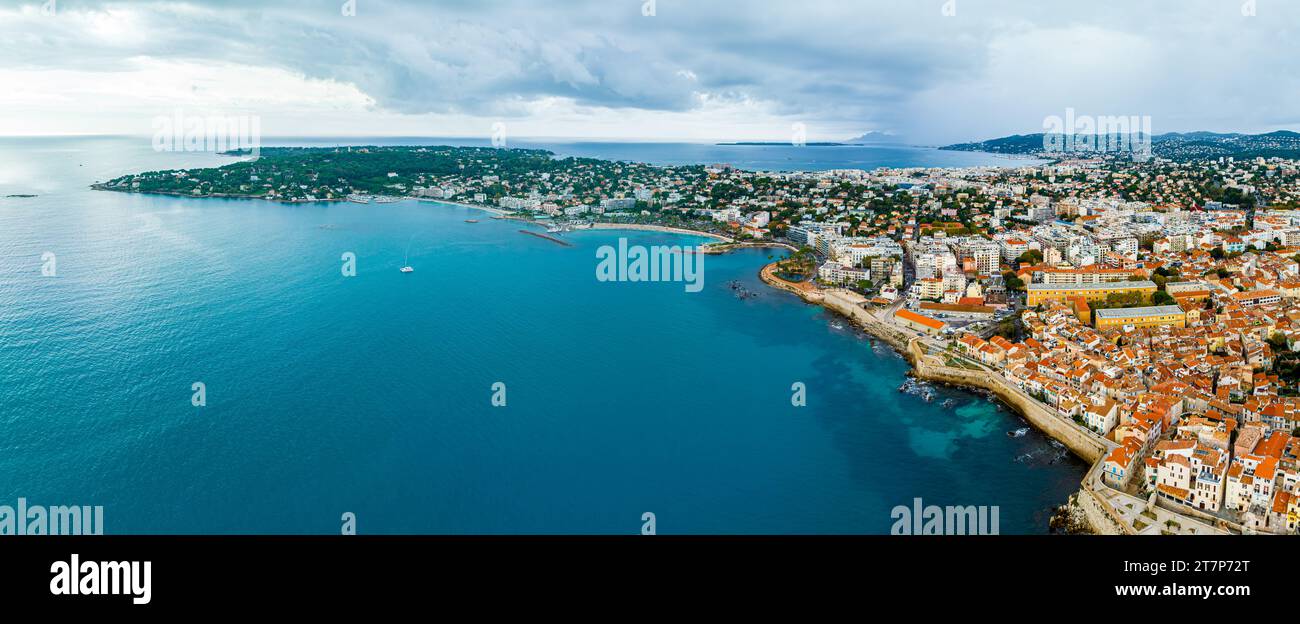 Aerial view of Antibes, a resort town between Cannes and Nice on the ...