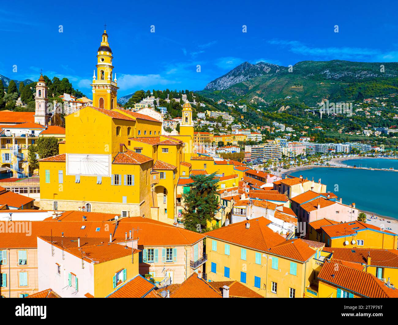 View of Menton, a town on the French Riviera in southeast France known ...