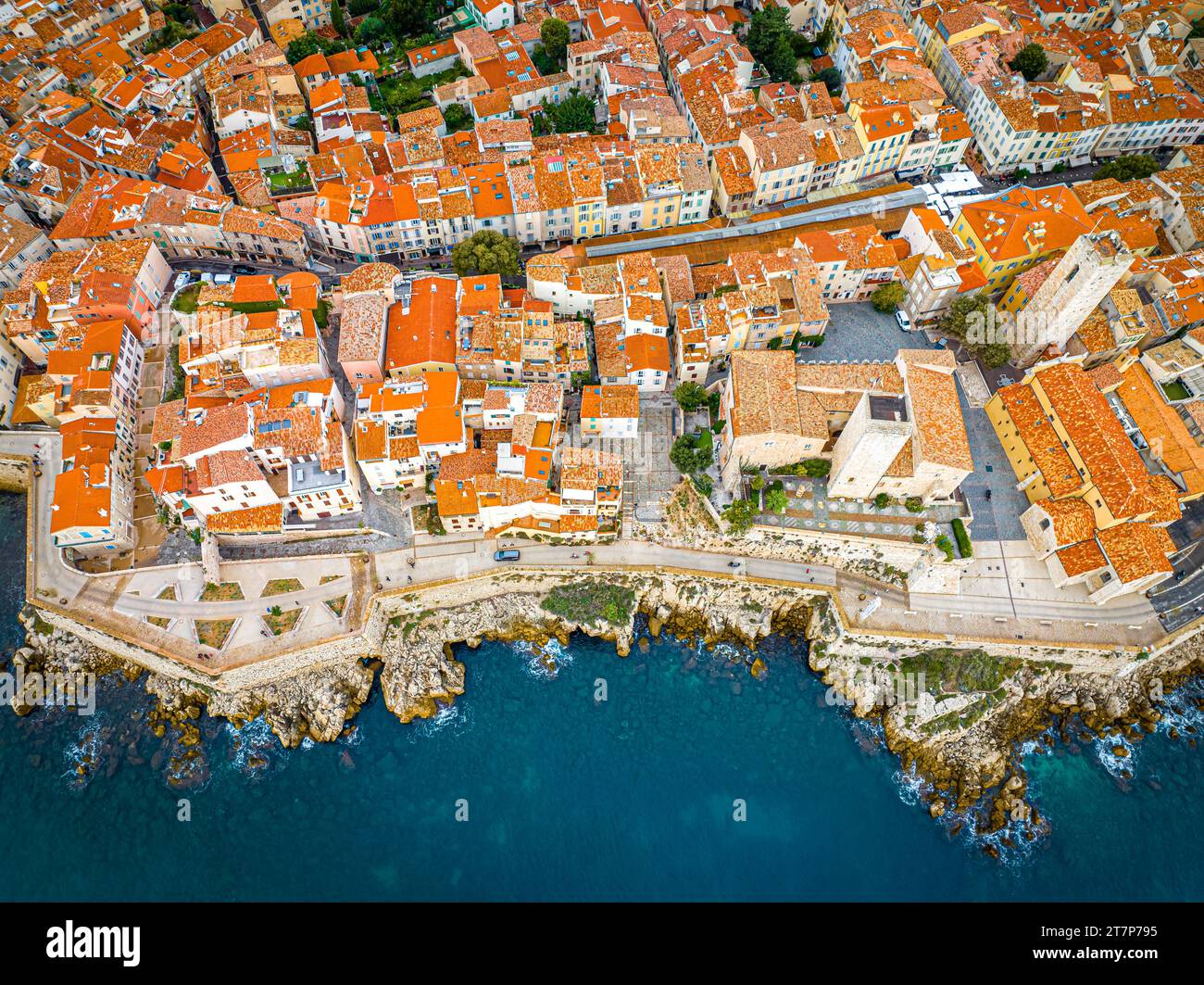 Aerial view of Antibes, a resort town between Cannes and Nice on the ...