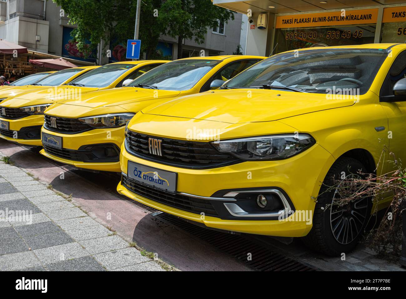 ISTANBUL, TURKEY - MAY 22, 2023: Turkish yellow taxi vehicle on the car ...