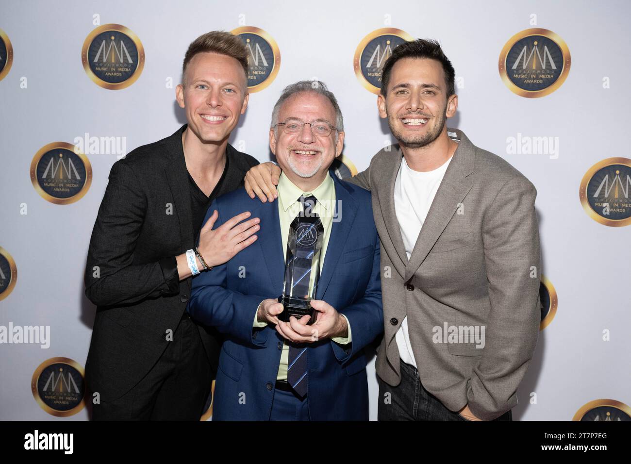 Composers Benj Pasek, Marc Shaiman, Justin Paul attend 14th Hollywood Music in Media Awards at ...