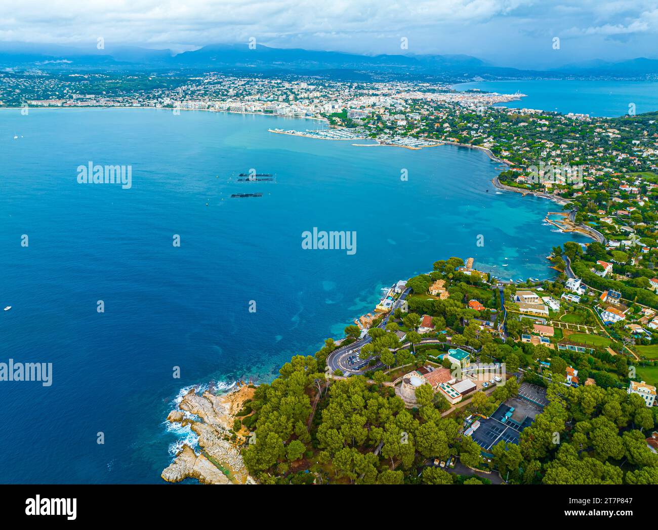 Aerial view of Antibes, a resort town between Cannes and Nice on the ...