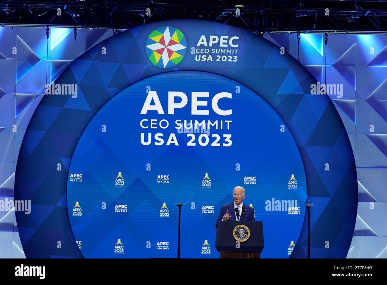 President Joe Biden speaks during the APEC CEO Summit Thursday, Nov. 16 ...