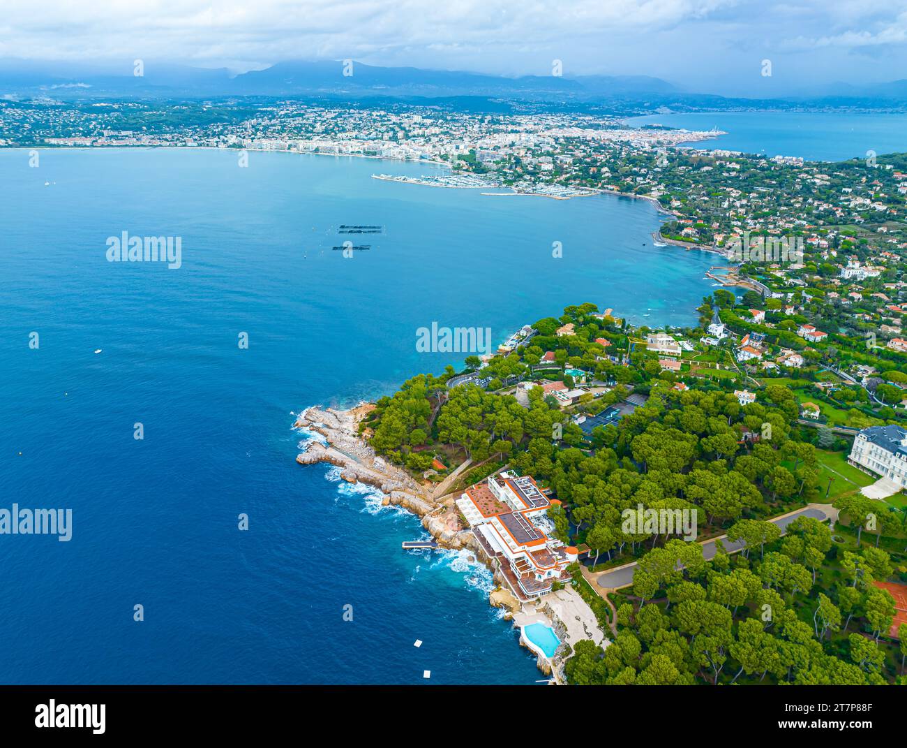 Aerial view of Antibes, a resort town between Cannes and Nice on the ...