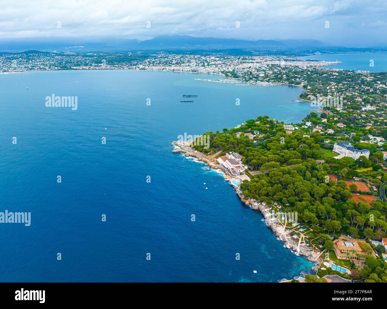 Aerial view of Antibes, a resort town between Cannes and Nice on the ...