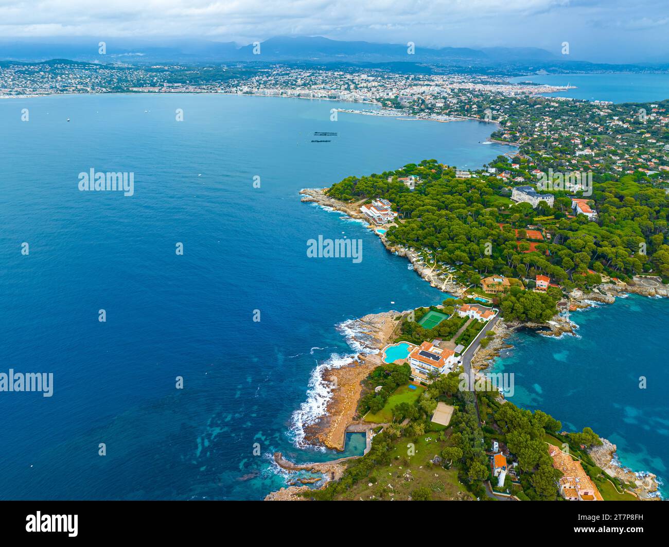 Aerial view of Antibes, a resort town between Cannes and Nice on the ...