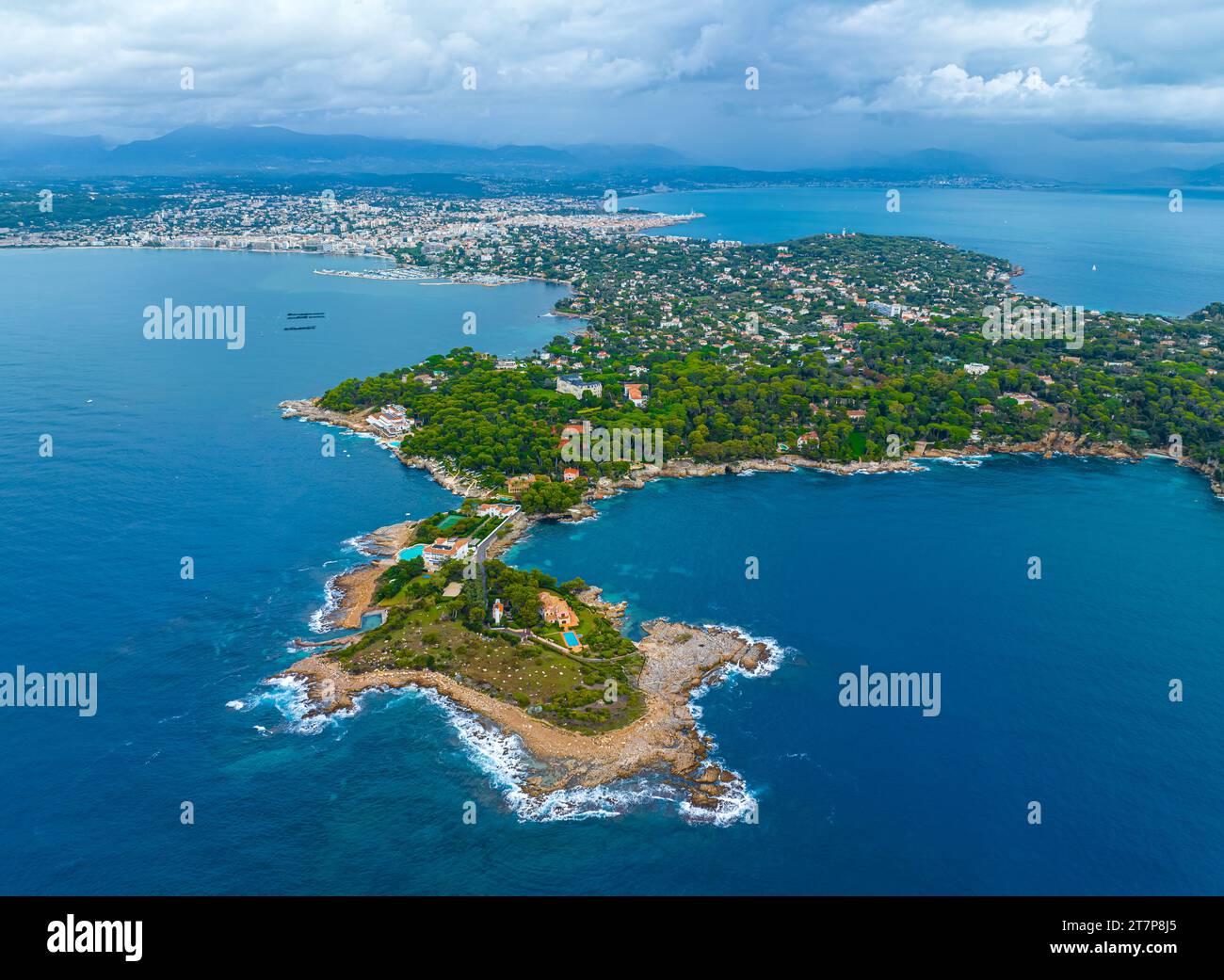 Aerial view of Antibes, a resort town between Cannes and Nice on the ...