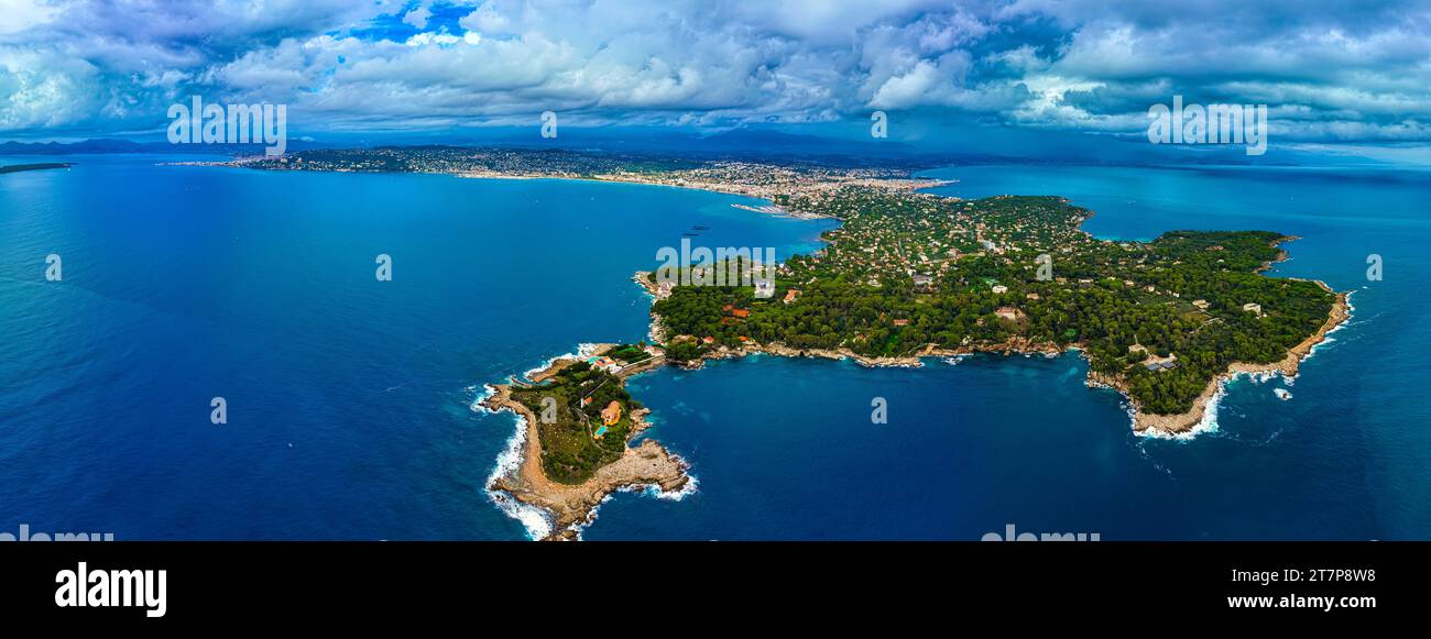 Aerial view of Antibes, a resort town between Cannes and Nice on the ...