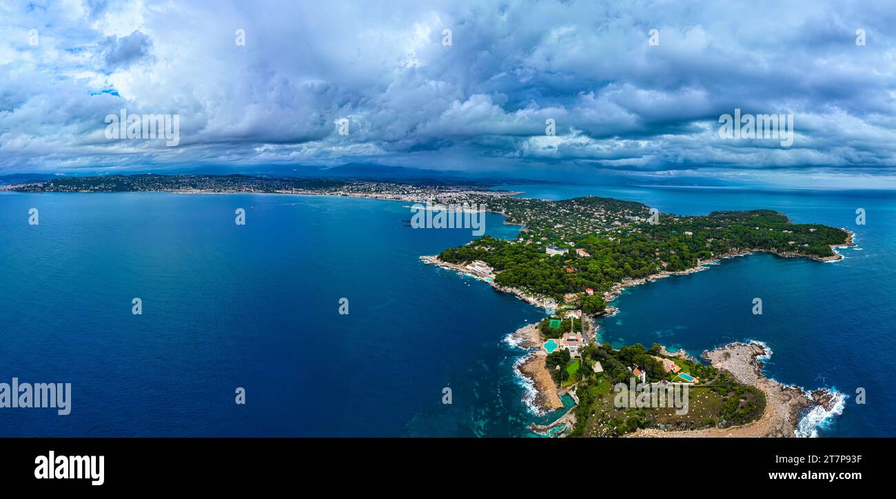 Aerial view of Antibes, a resort town between Cannes and Nice on the ...