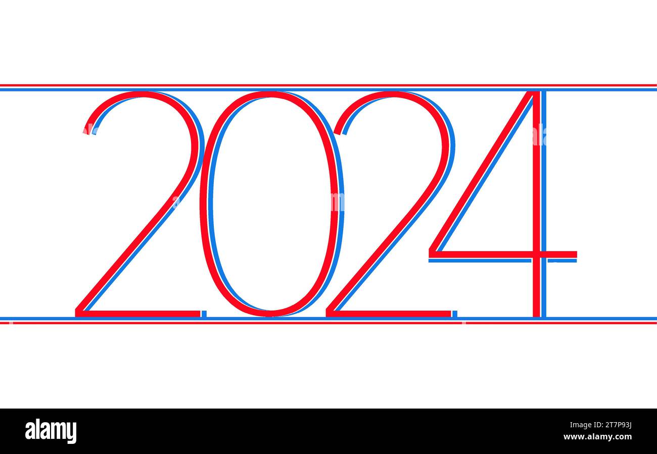 A New Year themed 2024 is seen here in a 3-d illustration. The ...
