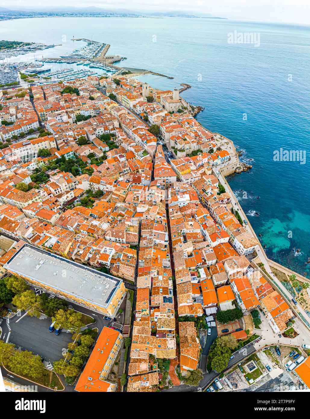 Aerial view of Antibes, a resort town between Cannes and Nice on the ...