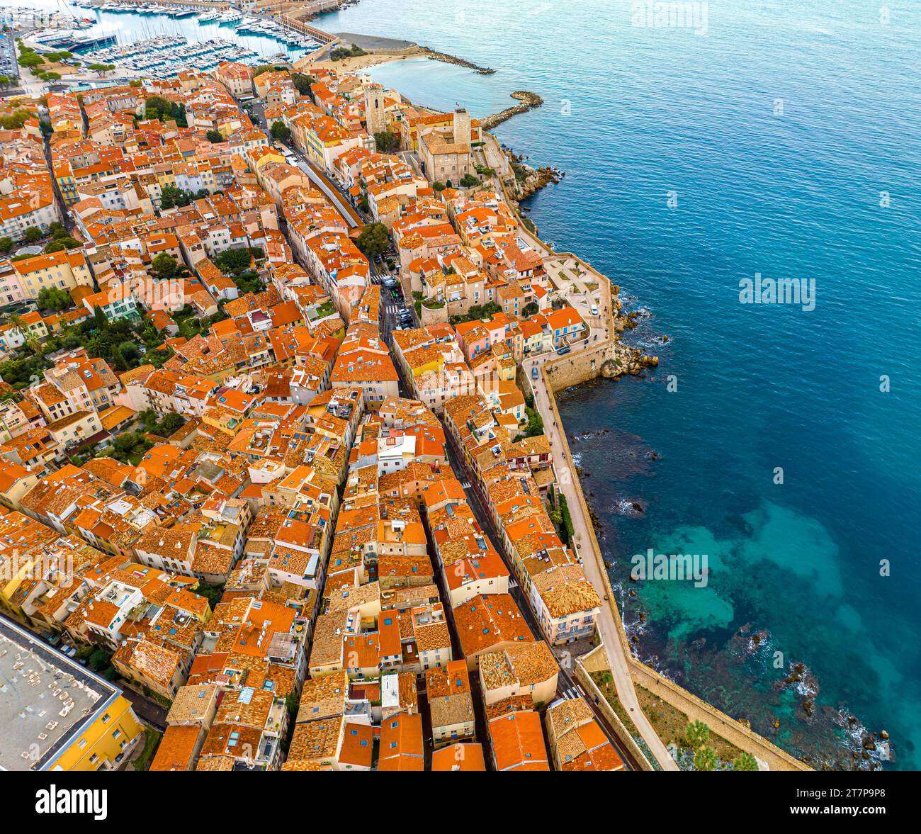 Aerial view of Antibes, a resort town between Cannes and Nice on the ...