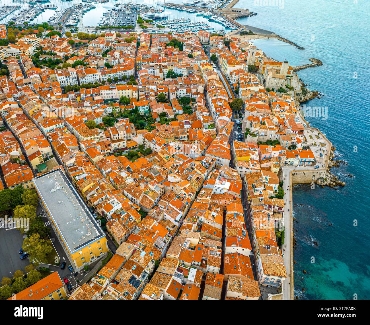 Aerial view of Antibes, a resort town between Cannes and Nice on the ...