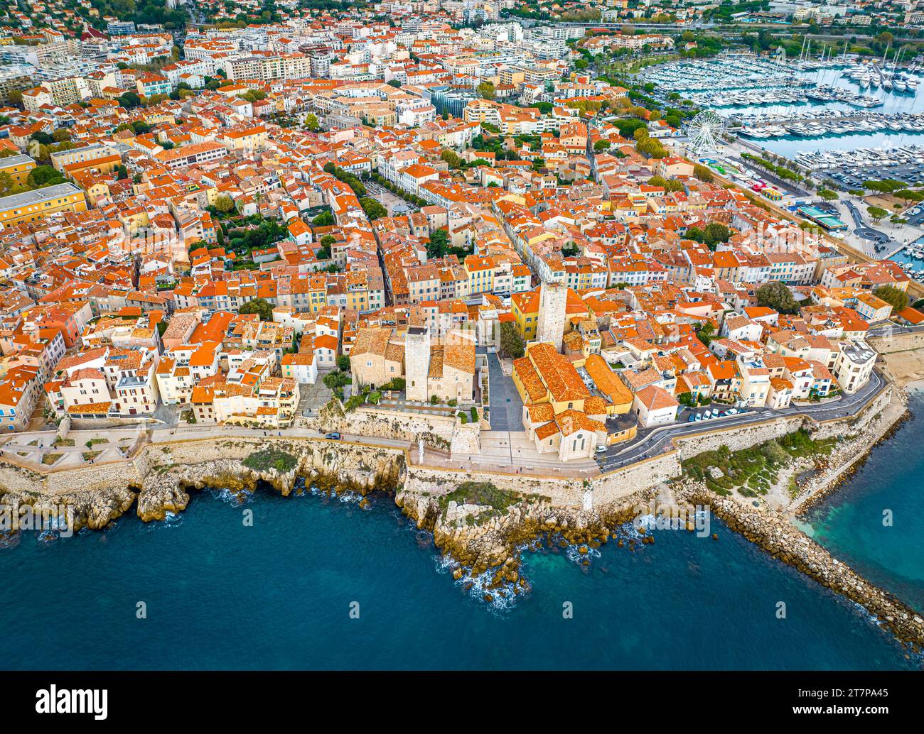 Aerial view of Antibes, a resort town between Cannes and Nice on the ...