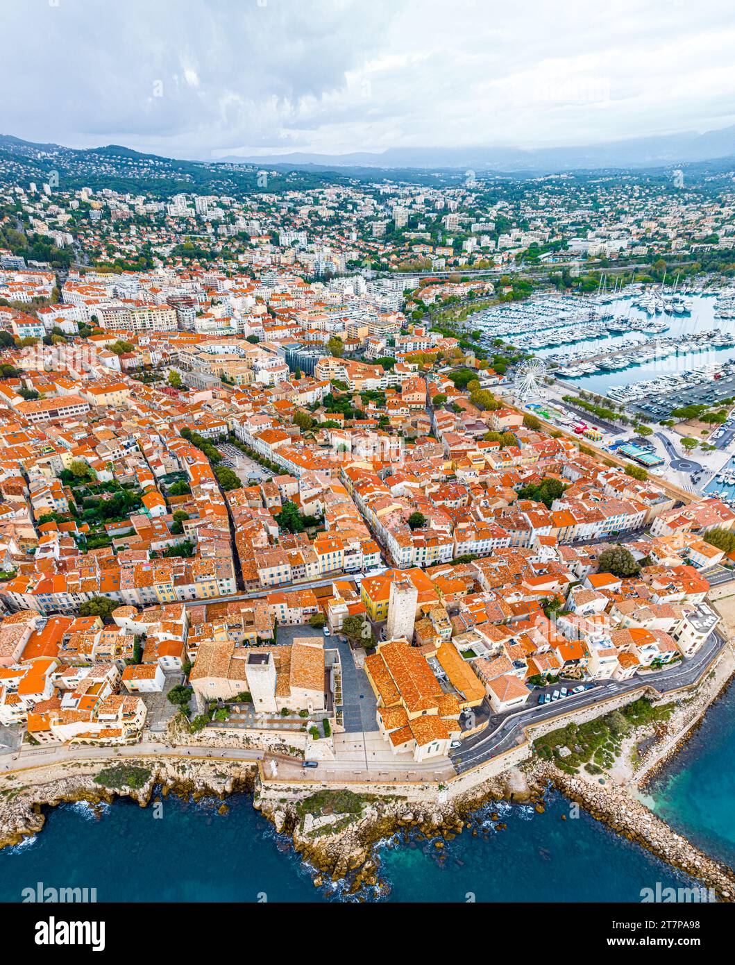 Aerial view of Antibes, a resort town between Cannes and Nice on the ...