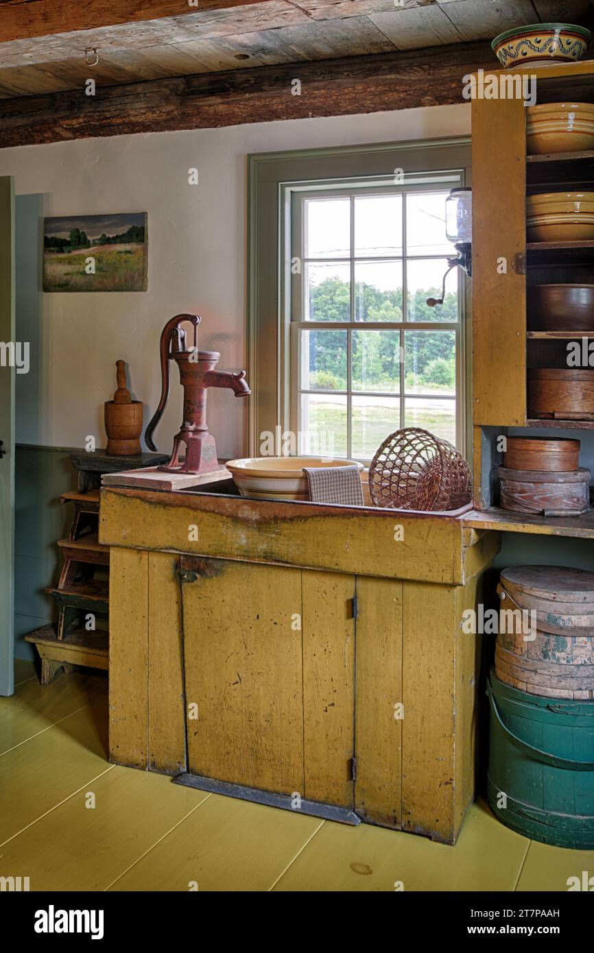 An image of the kitchen in a original primitive colonial style home ...