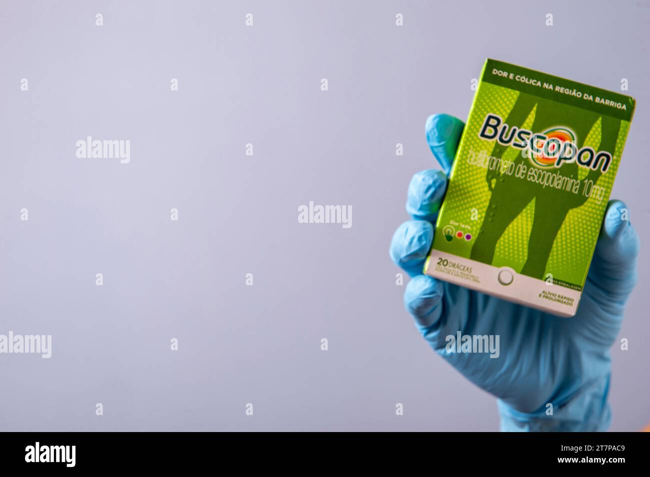 Rio, Brazil - January 27, 2023, hand with protective rubber glove ...