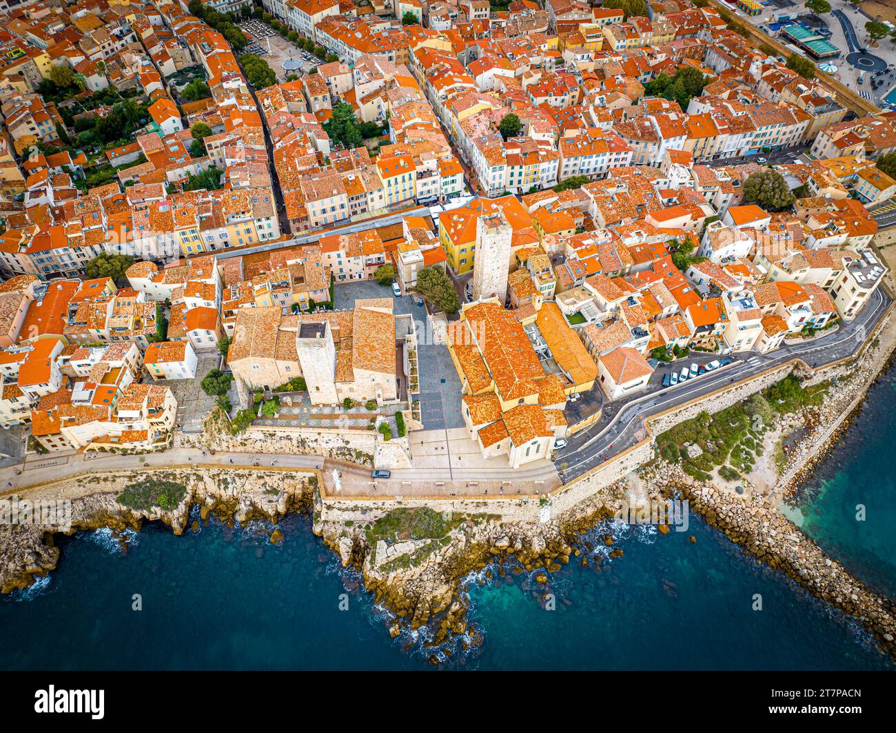 Aerial view of Antibes, a resort town between Cannes and Nice on the ...