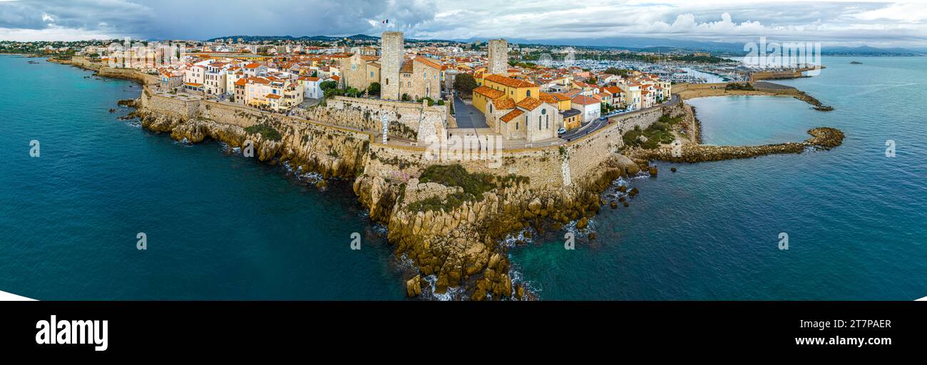 Aerial view of Antibes, a resort town between Cannes and Nice on the ...