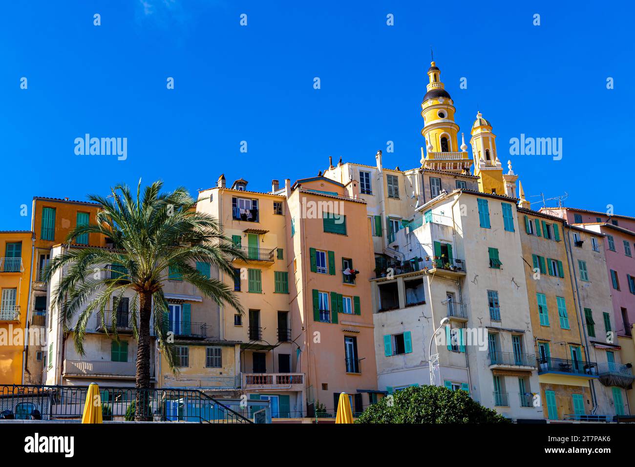 View of Menton, a town on the French Riviera in southeast France known ...