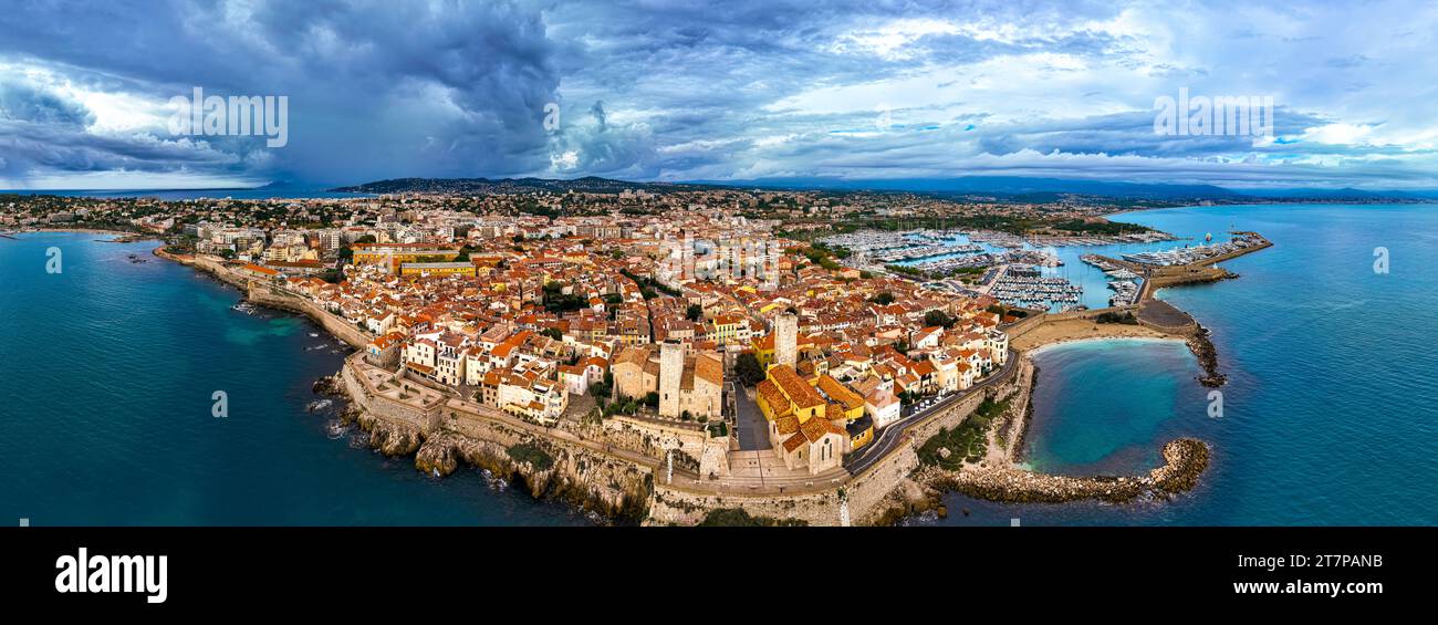 Aerial view of Antibes, a resort town between Cannes and Nice on the ...