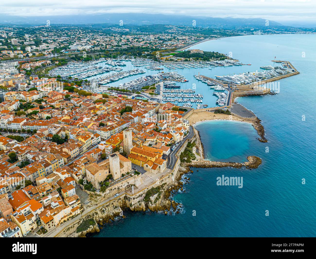 Aerial view of Antibes, a resort town between Cannes and Nice on the ...