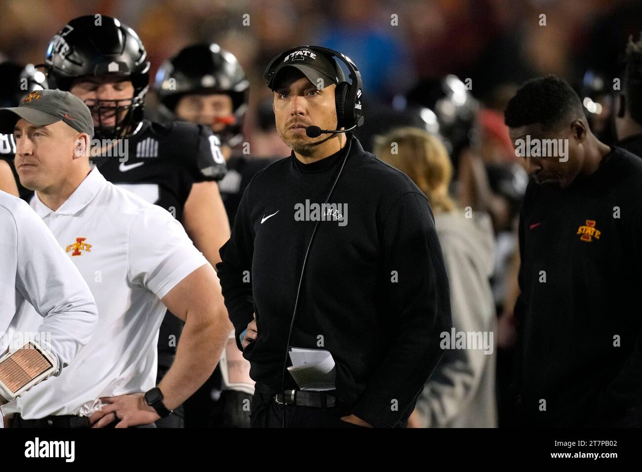 Iowa State head coach Matt Campbell watches from the sideline during ...