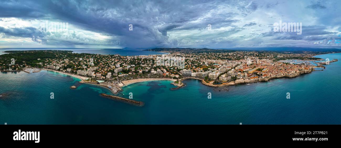 Aerial view of Antibes, a resort town between Cannes and Nice on the ...
