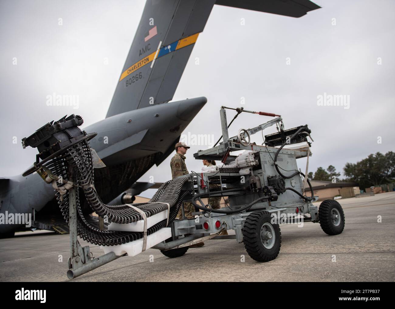 An ammunition loading adapter waits on the flightline at Moody Air ...