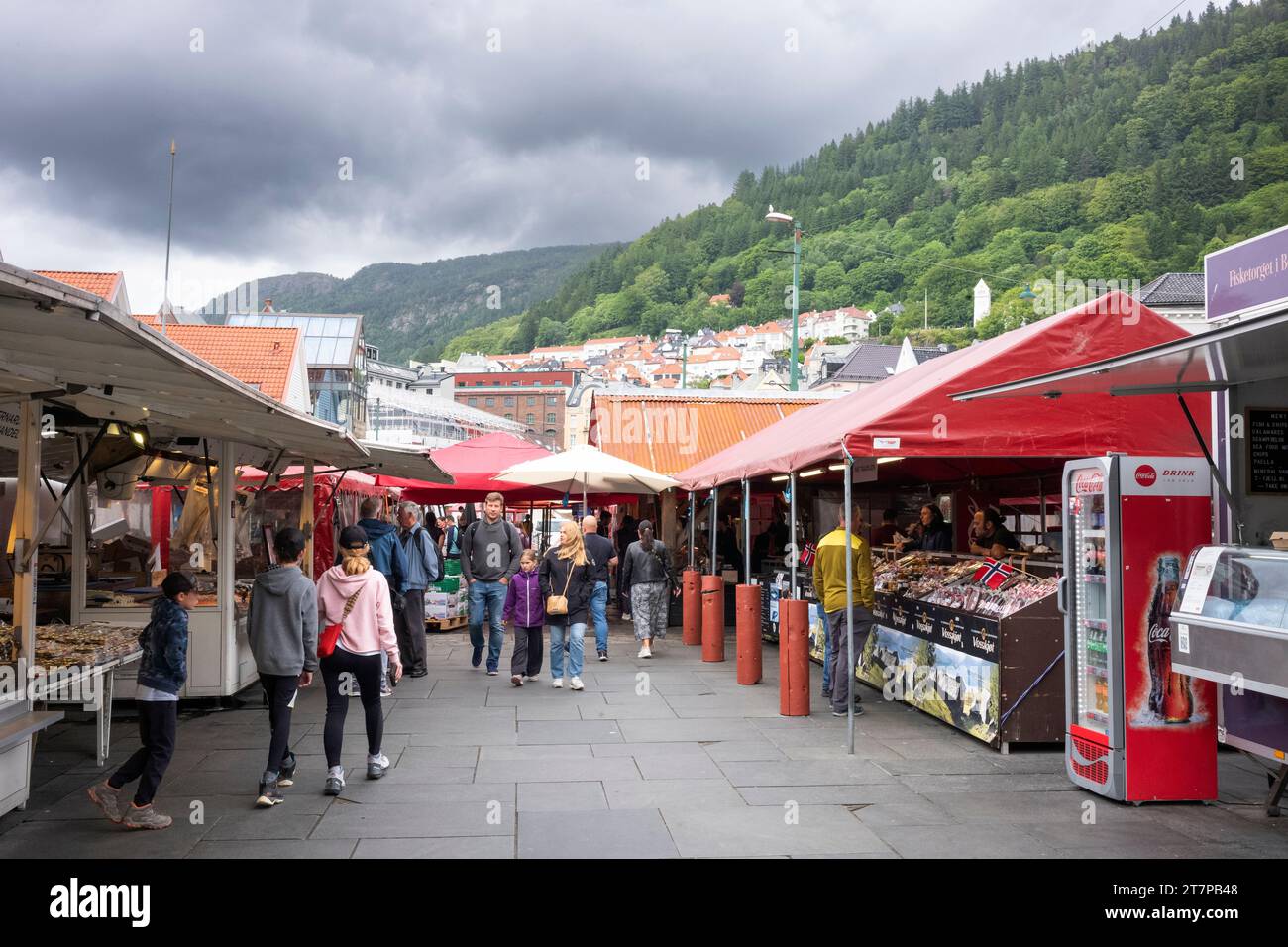 Bergen, Norway - June 22, 2023: The outdoor Fish Market sells seafood ...