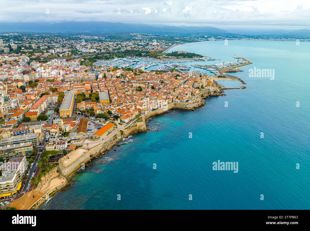 Aerial view of Antibes, a resort town between Cannes and Nice on the ...